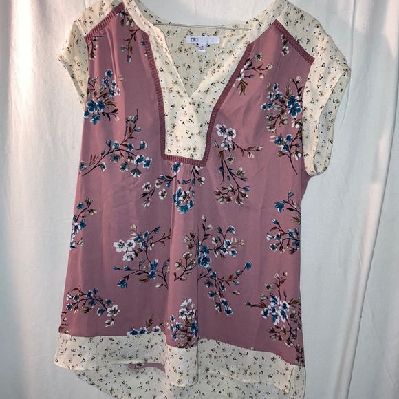 DR2 | Tops | Dr2 Mauve And Cream Floral Print High Low Top | Poshmark
